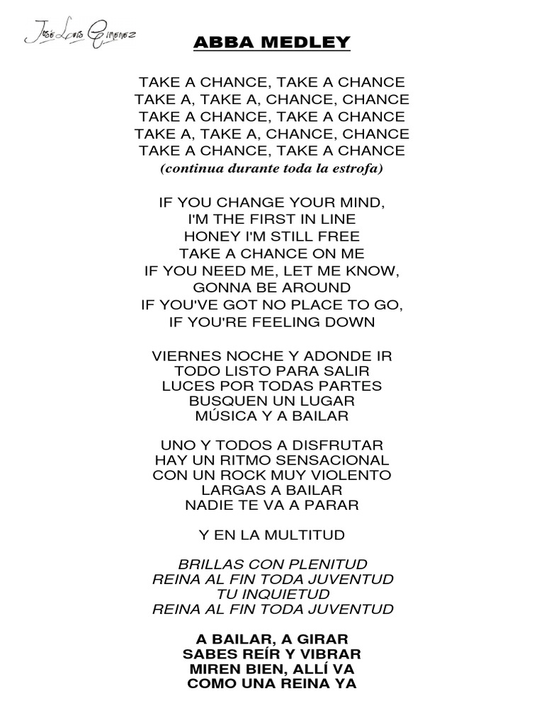 Medley de ABBA: Letras y Emociones | PDF | Poesía