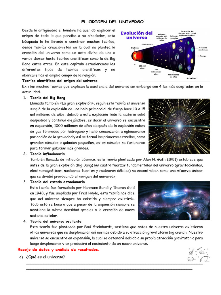 Teorías del Origen del Universo | PDF | Universo | Big Bang
