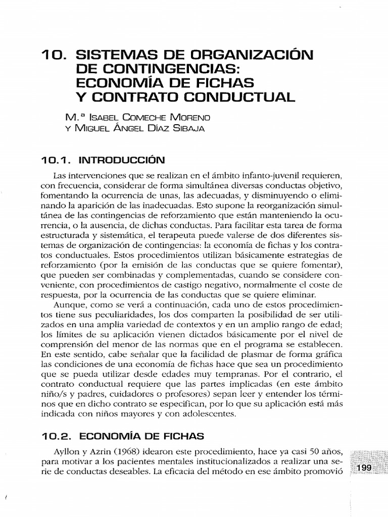 Economía de Fichas y Contratos Conductuales | PDF | Comportamiento ...