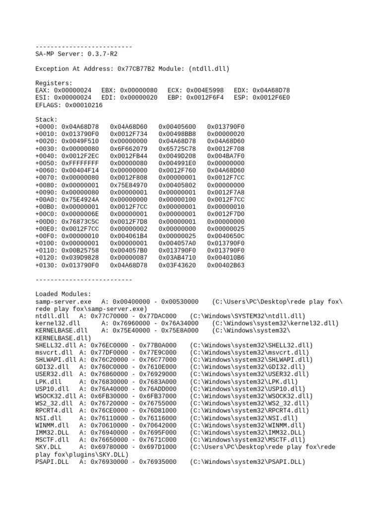 Crash Info | PDF | Operating System Families | Computing