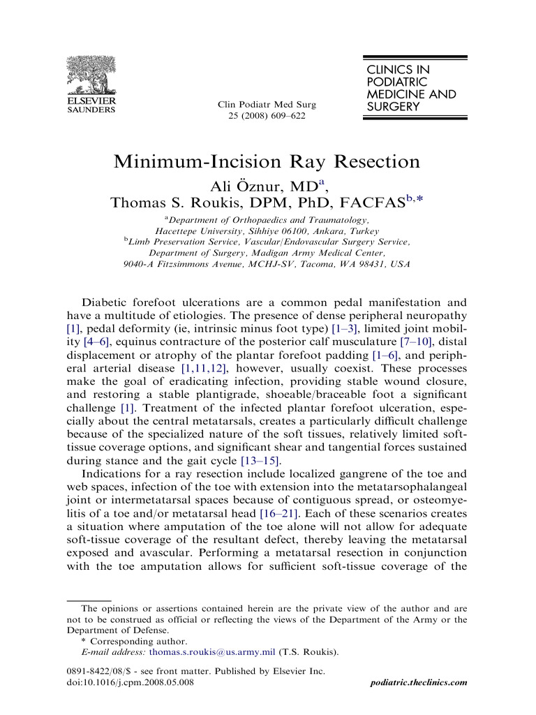 Minimum-Incision Ray Resection: Ali O Znur, MD, Thomas S. Roukis, DPM ...