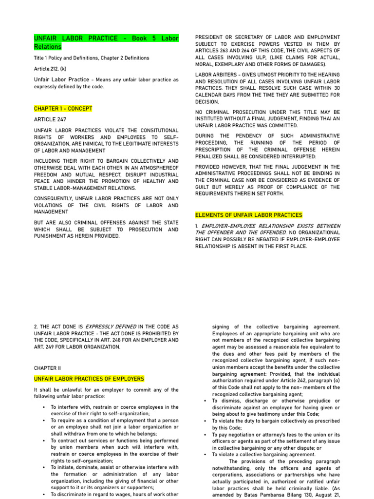 Unfair Labor Practice | PDF | Collective Bargaining | Employment