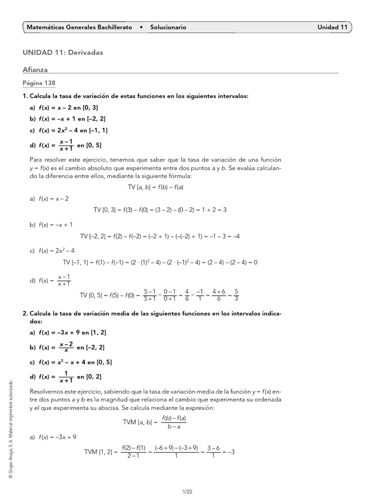 U11_DERIVADAS | PDF | Función (Matemáticas) | Álgebra abstracta
