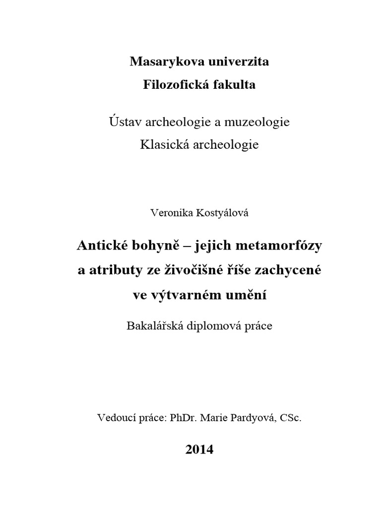 Anticke Bohyne - Bakalarska Diplomova Prace - Text | PDF