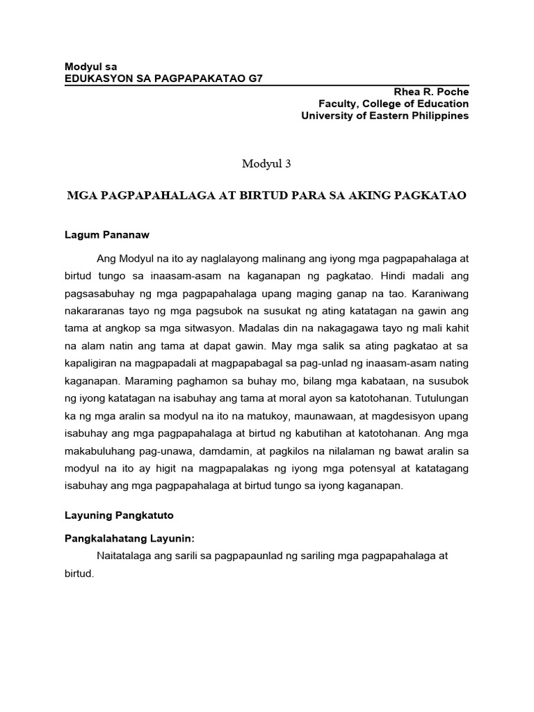 Grade 7 EsP Module | PDF