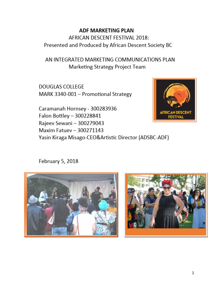 ADF MARKETING PLAN Feb 5, 2018 | PDF | Vancouver | Marketing Communications