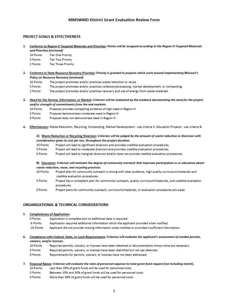 FY24 Grant Evaluation Review Form | Download Free PDF | Recycling | Waste
