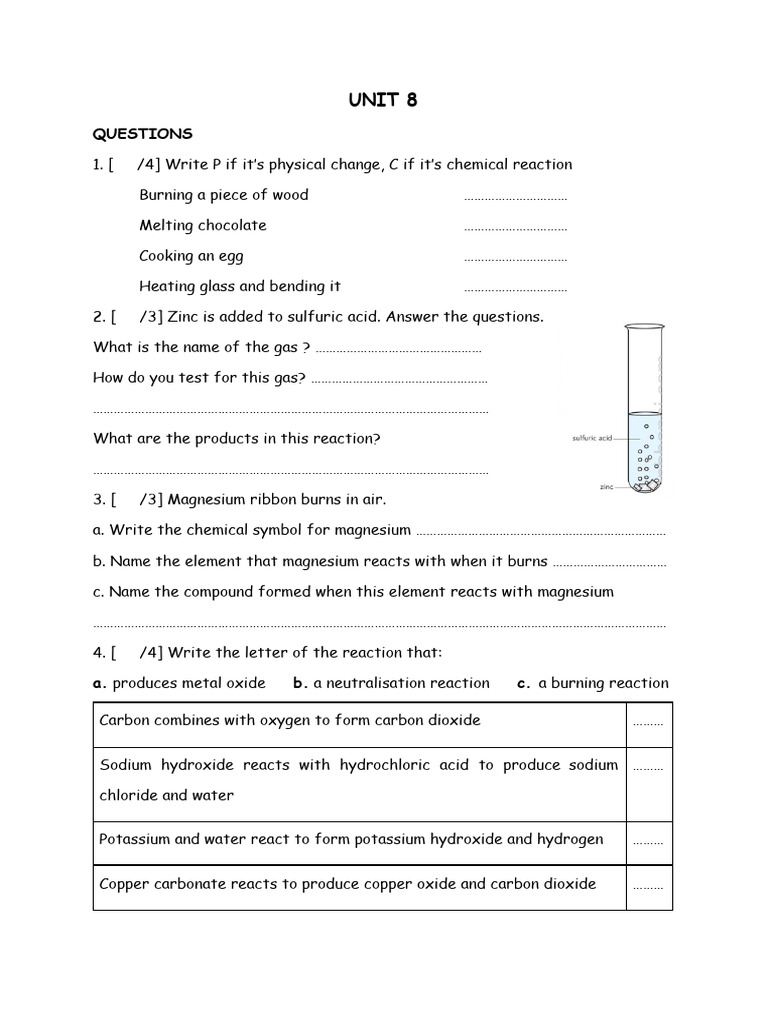 (Sci) Test U8 | PDF | Acid | Sodium Hydroxide