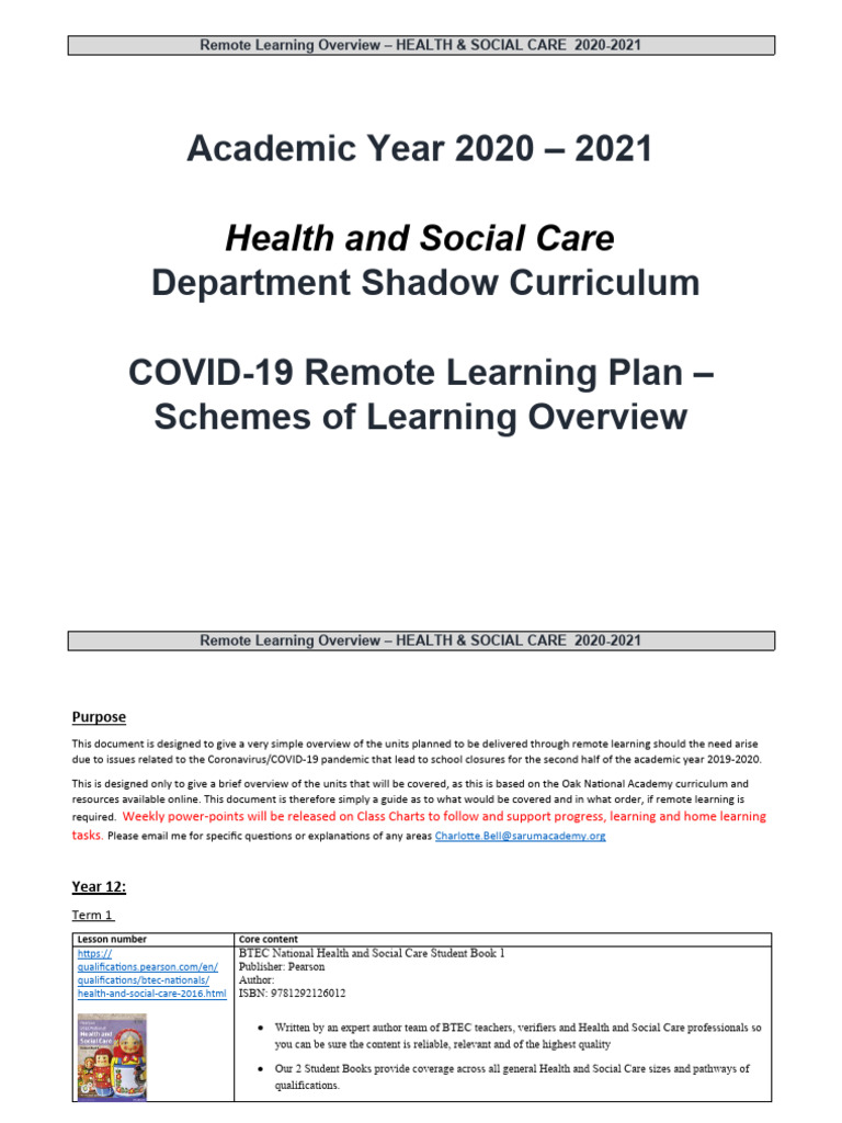 Remote Learning Template Year 12 | PDF | Medical Diagnosis | Learning