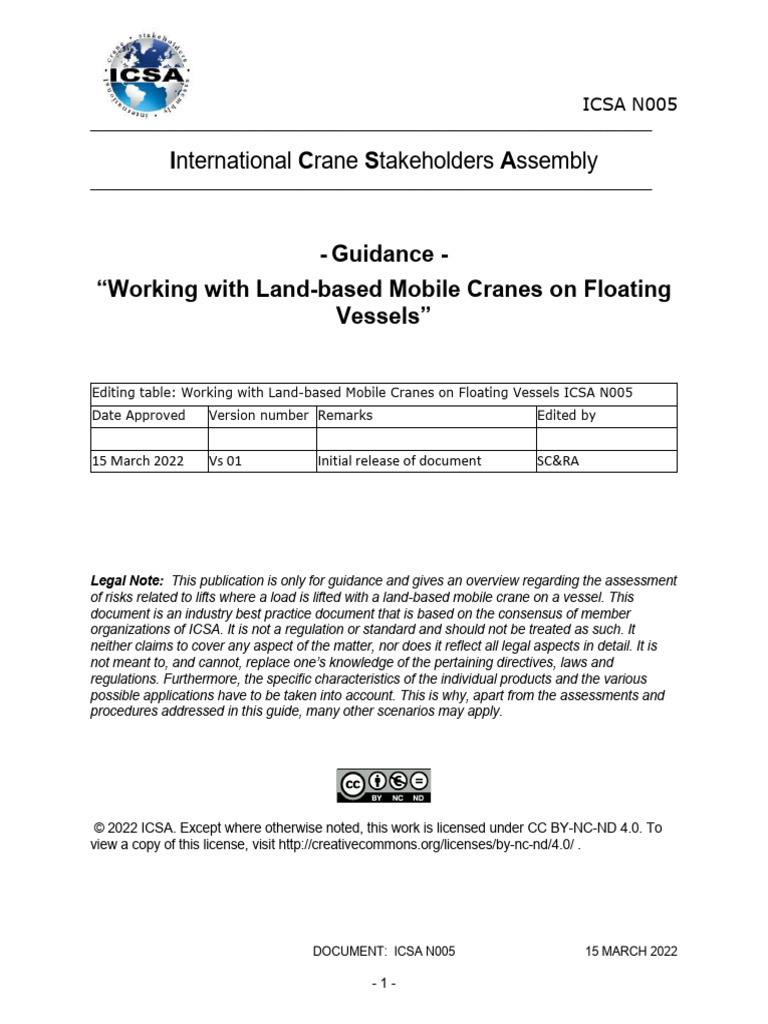 Guidance on Cranes on Floating Vessels | PDF | Crane (Machine) | Naval ...