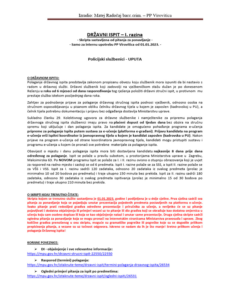 DI - I. Razina Skripta 01.01.2023. | PDF