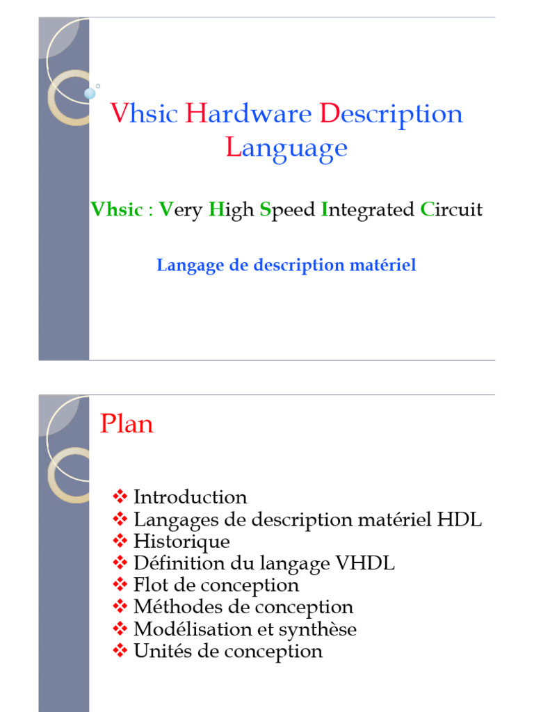 Cours1 VHDL | PDF | VHDL | Langage de description de matériel