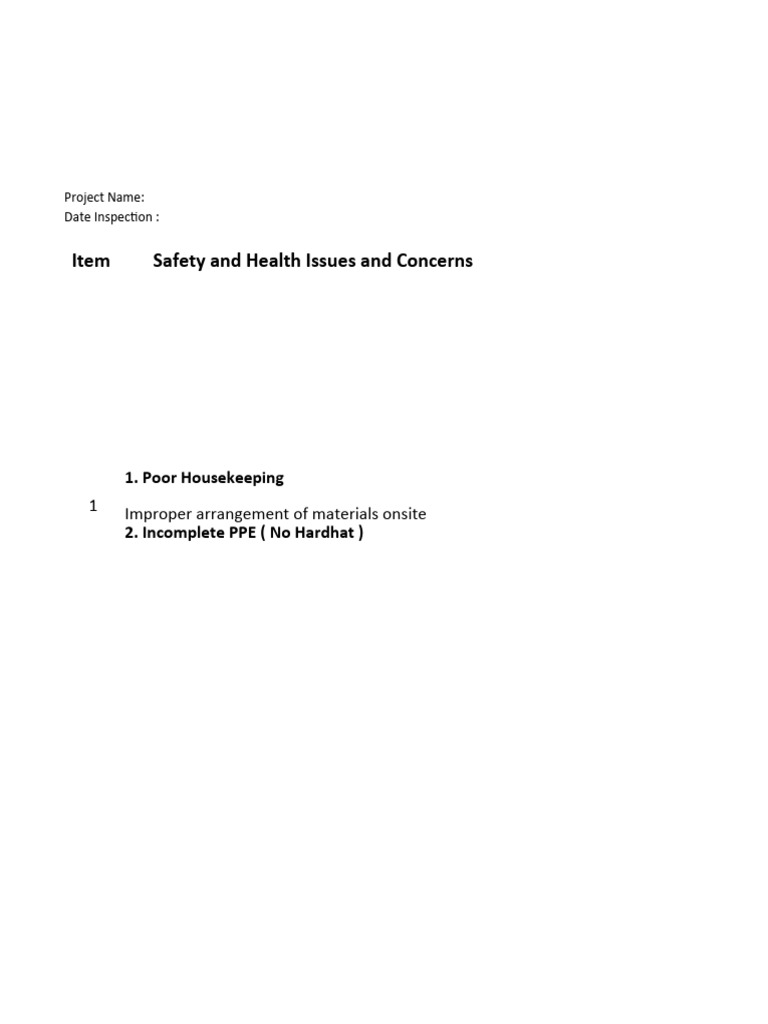 Safety Inspection Report Template REFERENCE | PDF | Personal Protective ...