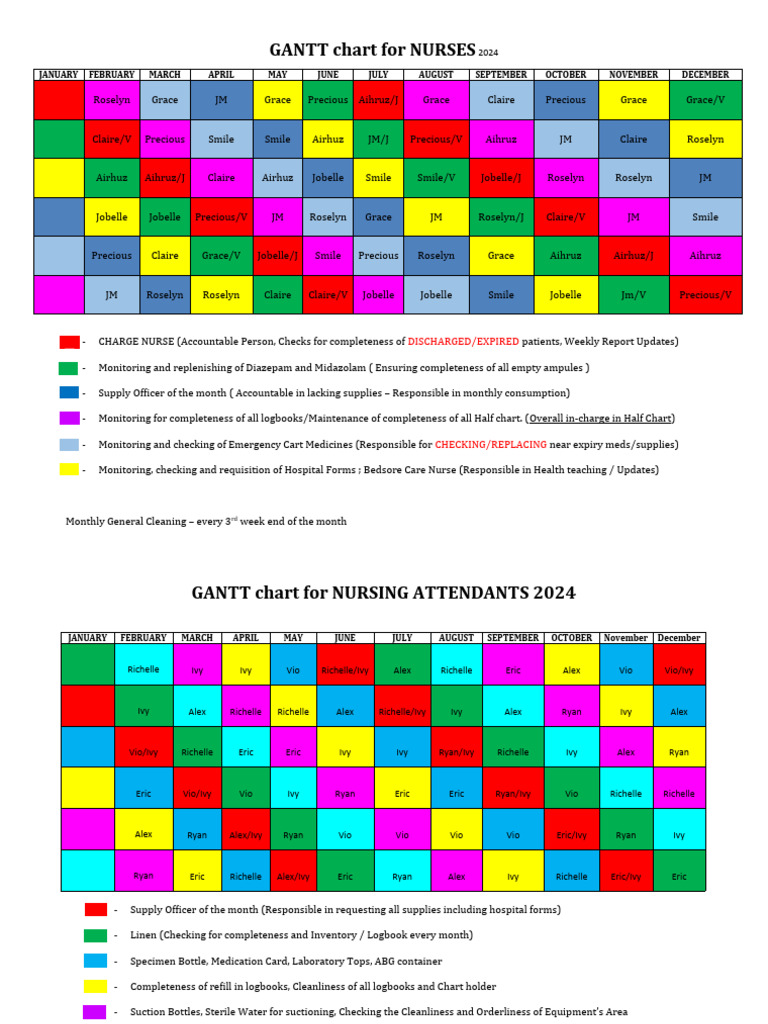 2024 Nursing GANTT Chart Overview | PDF | Clinical Medicine | Medical ...