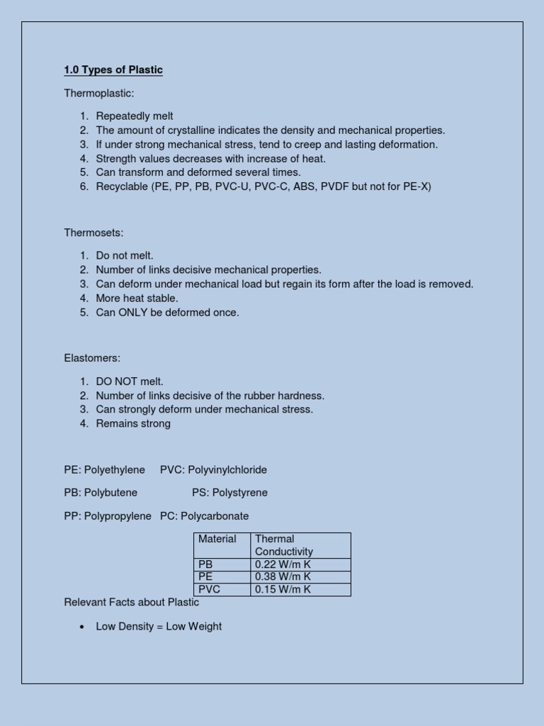 Types and Uses of Industrial Plastics | PDF | Polyethylene | Chemical ...