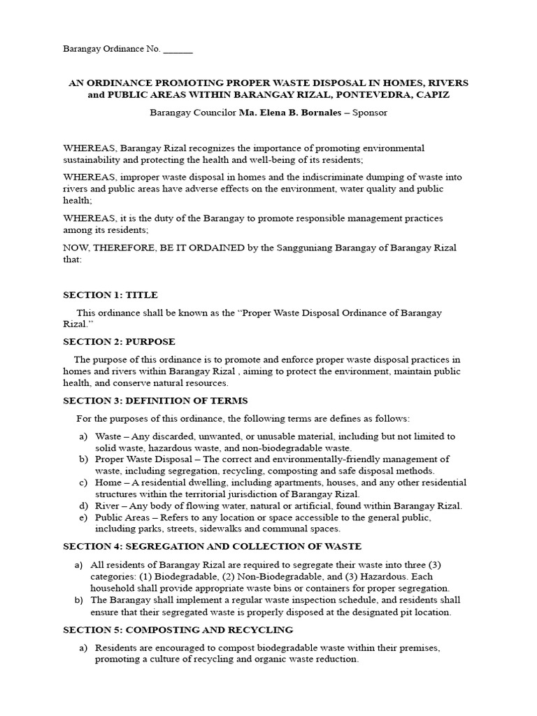 Ordinance Rambol | Download Free PDF | Waste | Waste Management