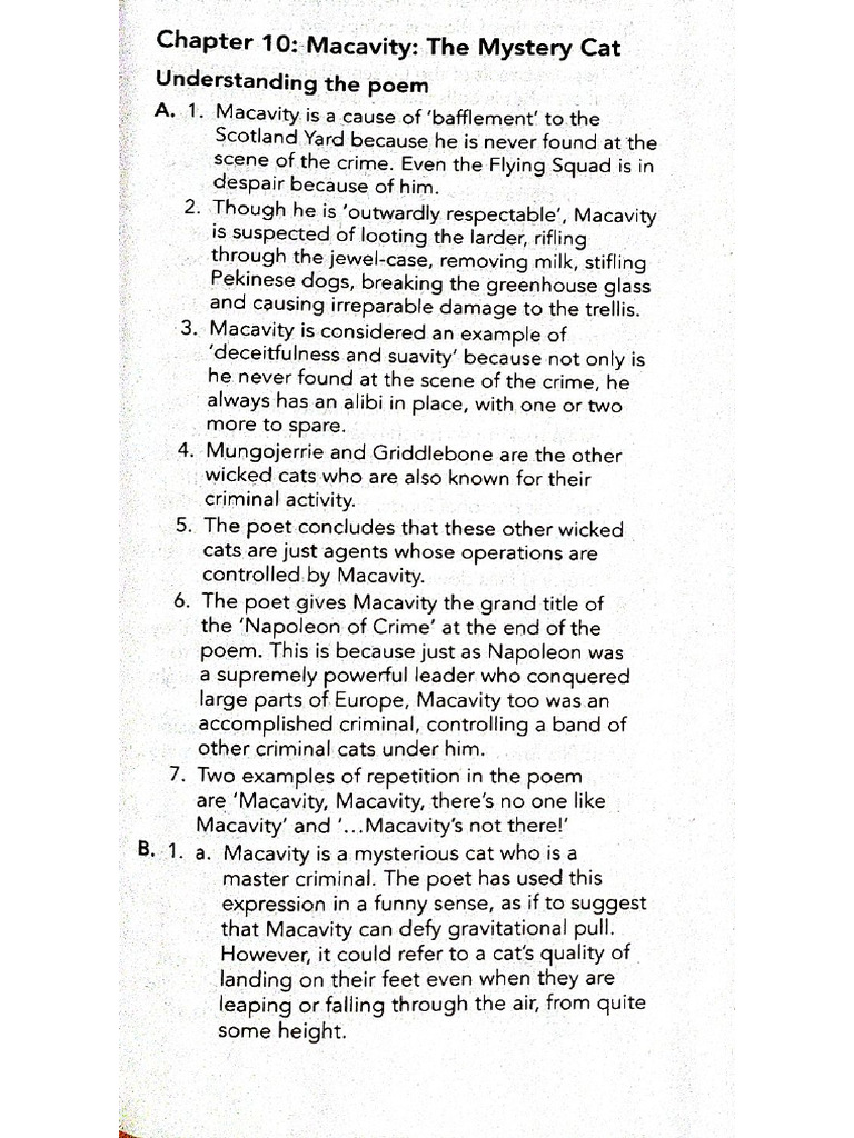 STD - 8 Macavity - The Mystery Cat | PDF