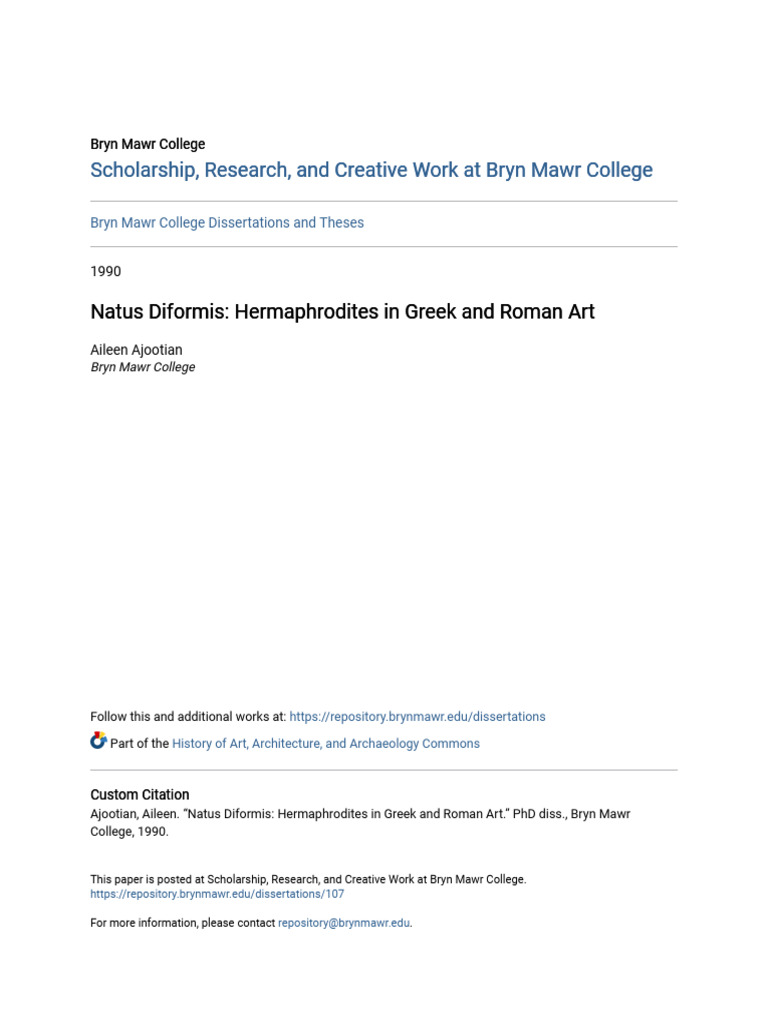 Hermaphrodites in Greek and Roman Art | PDF | Art | Classics