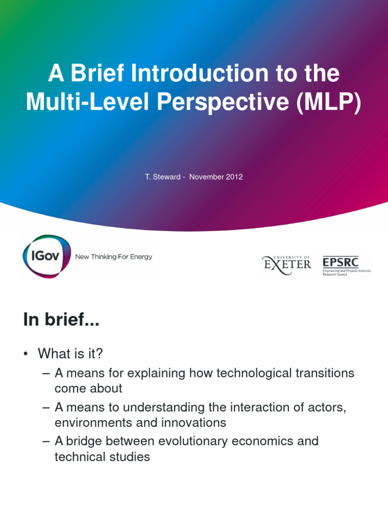 Multi Level Perspectives | PDF | Innovation | Ecological Niche