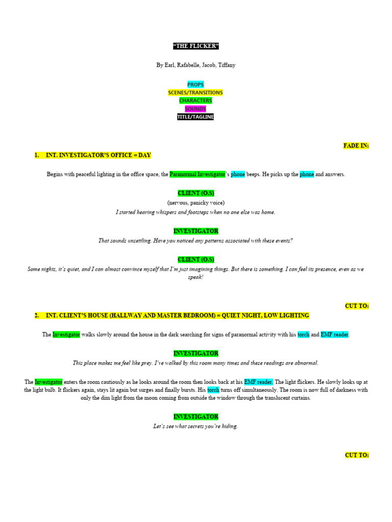 The Flicker - Script | PDF
