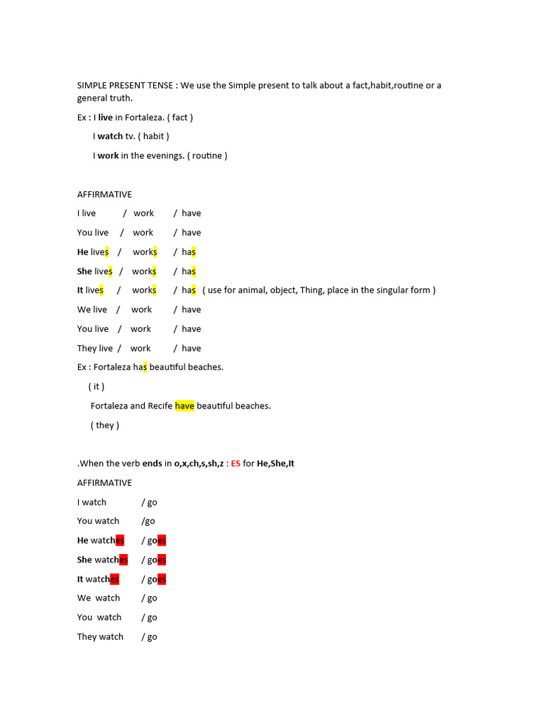 SIMPLE PRESENT TENSE (1) | PDF | Linguistic Typology | Language Mechanics