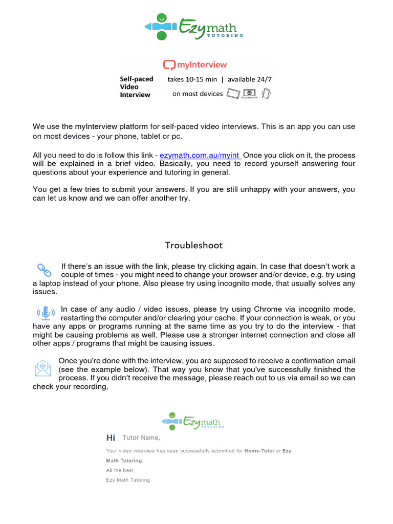 MyInterview Self-Interview Details | PDF