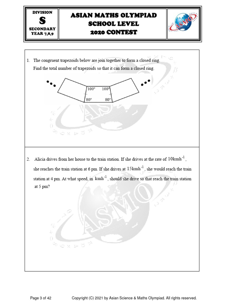 Answer Math M1-3 | PDF | Numbers | Area