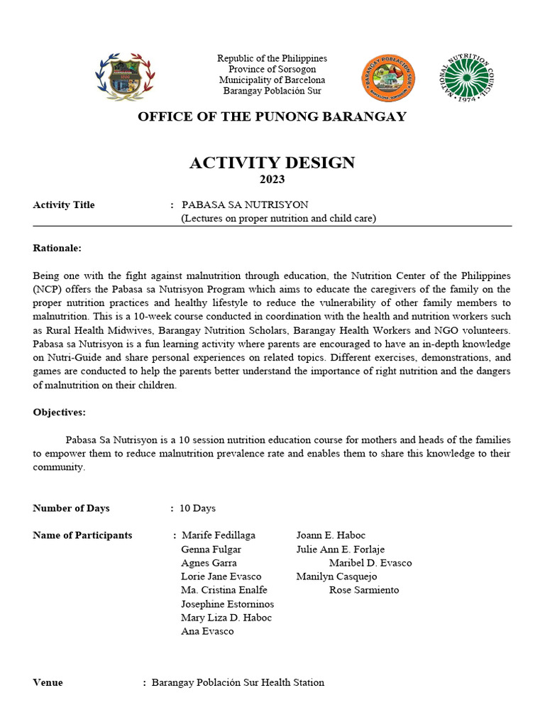 Pabasa Sa Nutrisyon | PDF | Health Care | Human Development