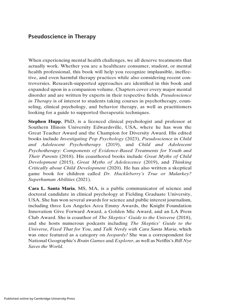 Pseudoscience in Therapy | PDF | Psychotherapy | Clinical Psychology