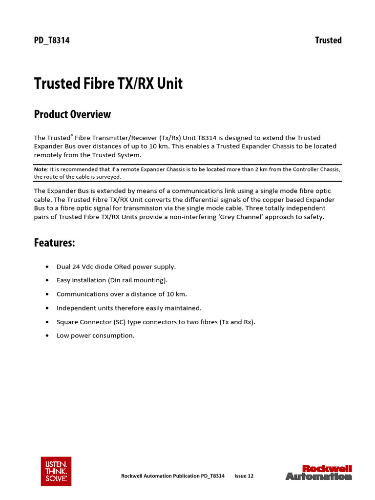 Ics - Triplex - t8314 - Trusted Fibre TX - RX Unit | PDF | Optical ...