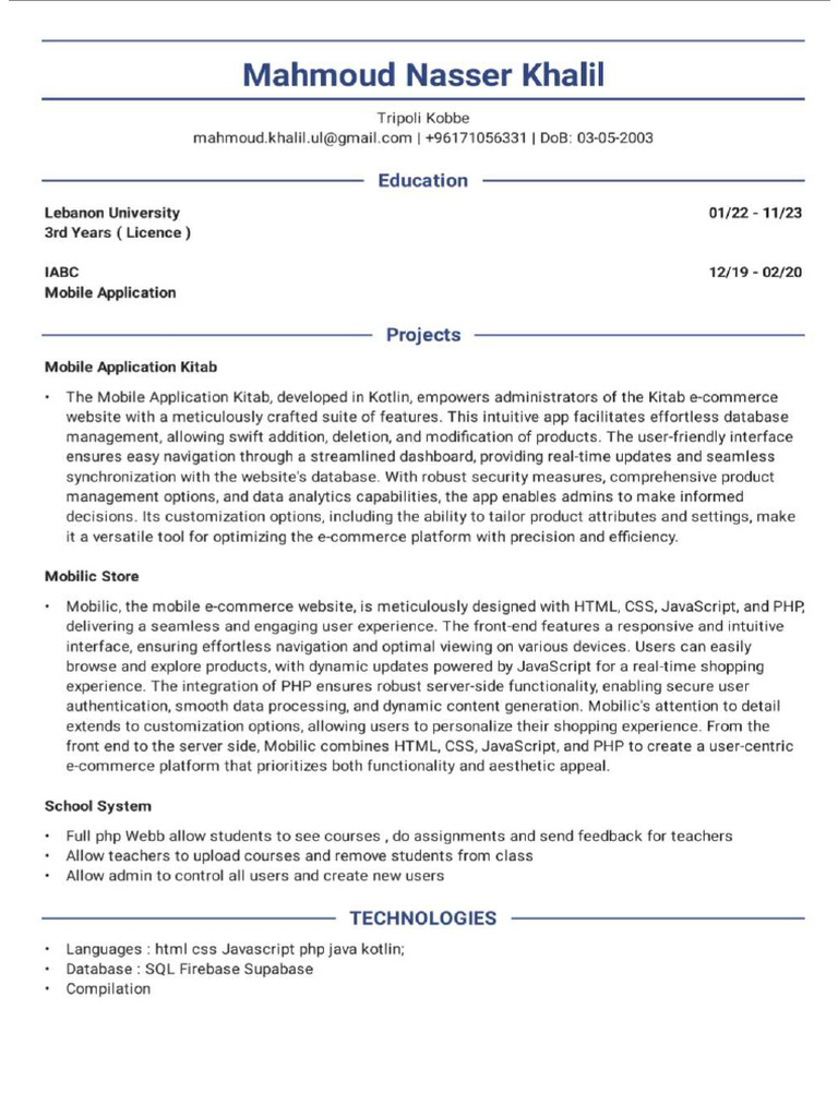 Mahmoud Naser Khalil CV | PDF