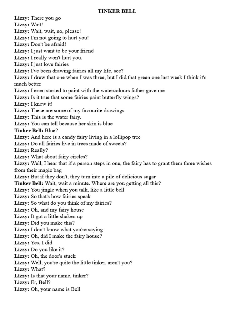 Tinker Bell Script | PDF | Home & Garden | Art