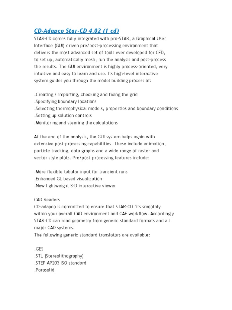 star-CD 4.02 | PDF | Computer Aided Design | Computational Fluid Dynamics