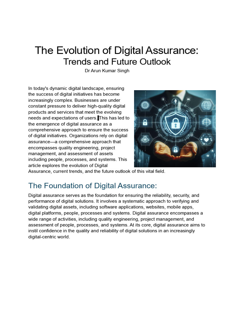The Evolution of Digital Assurance - PIEDAP | PDF | Quality Assurance ...