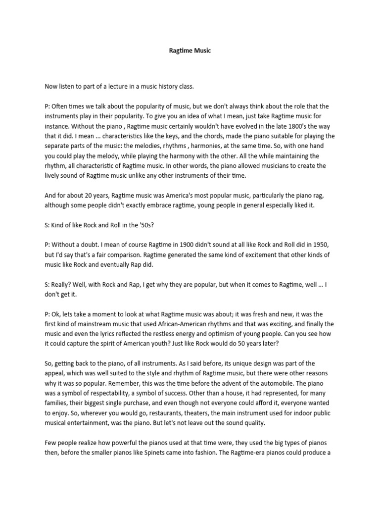 Ragtime Music | PDF | Ragtime | Piano