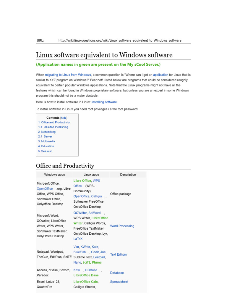 Linux Alternatives for Windows Users | PDF | Application Software ...