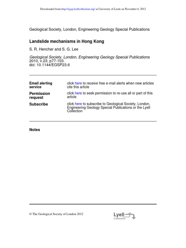 Hencher Lee 2010 Landslide Mechanisms Hong Kong | PDF | Landslide | Erosion