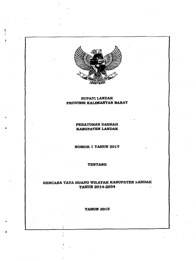 Perda 1 2015-Rencana Tata Ruang Wilayah Kabupaten Landak Ocr-1 | PDF