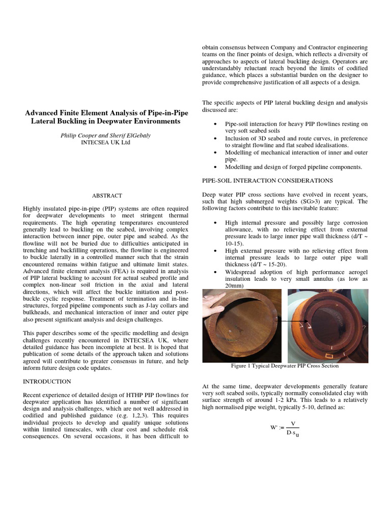 Advanced Finite Elements Analysis of Pipe-in-Pipe Lateral Buckling in ...