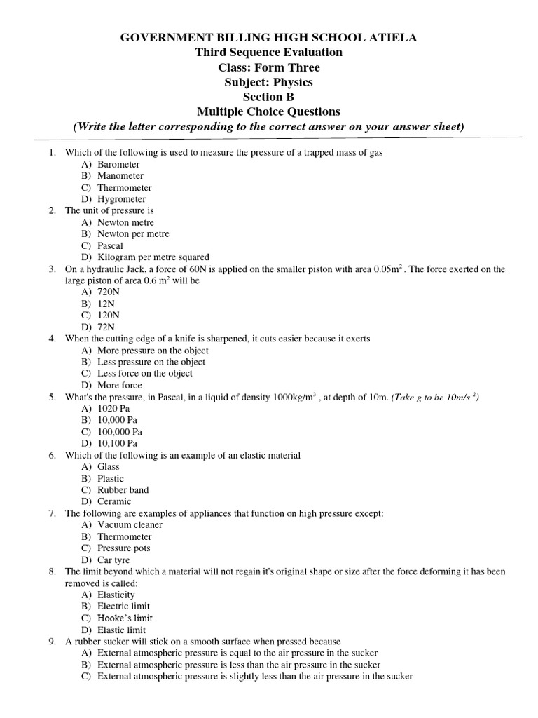 3rd Sequence Evaluation - 072136 | PDF | Pressure | Pressure Measurement