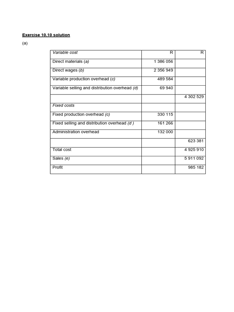 Exercise 10.10 Solution | PDF | Economics | Business