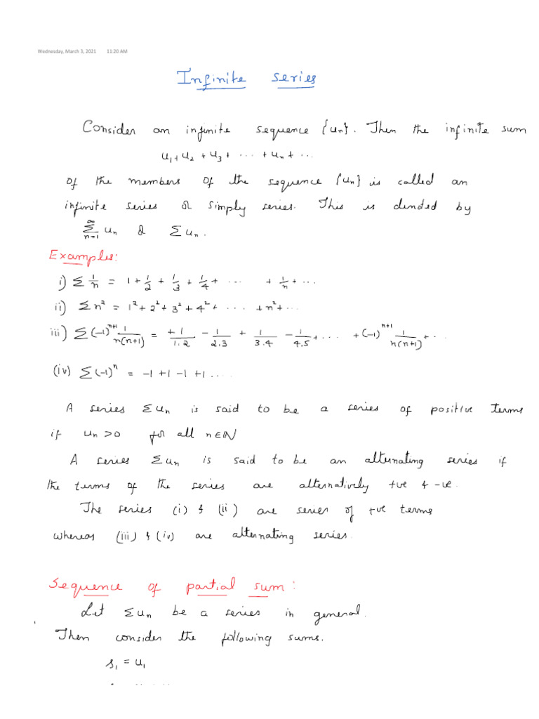 Infinite Series Full Notes by Mam | PDF