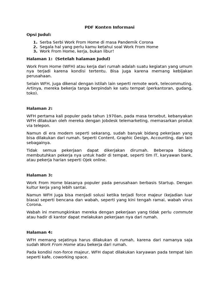 Konten Informasi - WFH | PDF | Seni