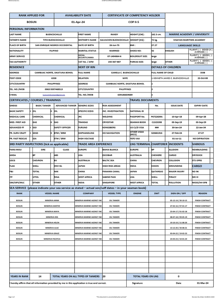 O-Mp-03 Application Form Updated - Buencochillo Randy | PDF ...