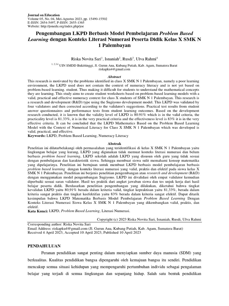 2647-Article Text-5960-1-10-20230410 | PDF | Pedagogy | Cognitive ...