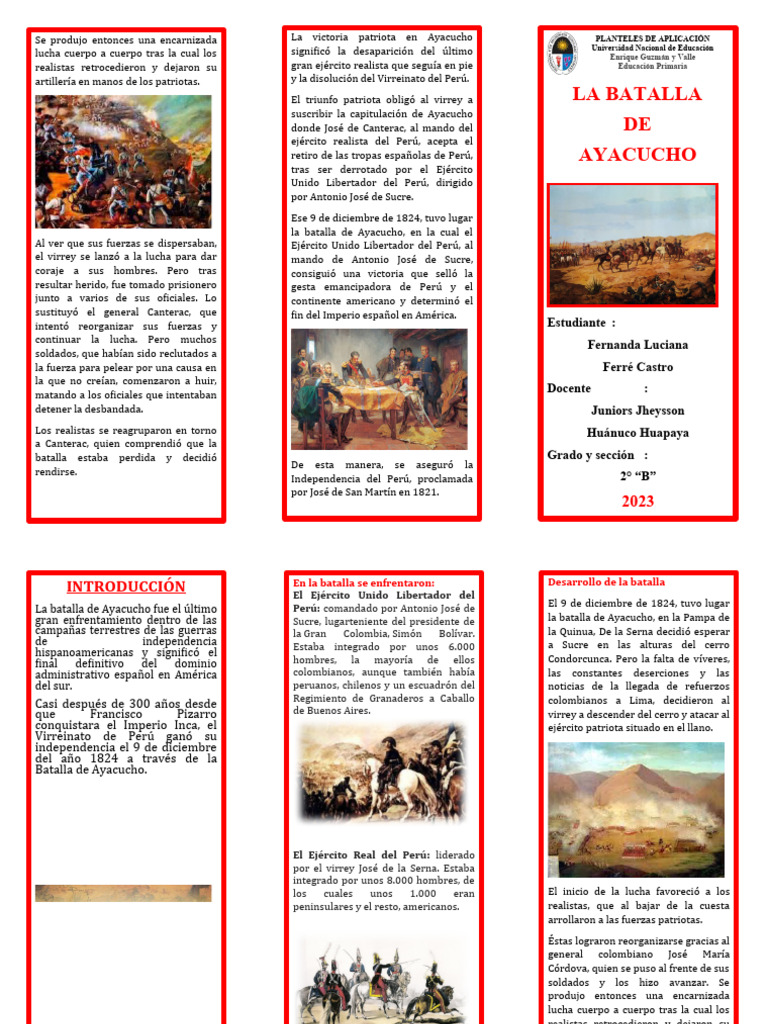 Tríptico Batalla de Ayacucho | PDF | Conflictos del segundo milenio ...