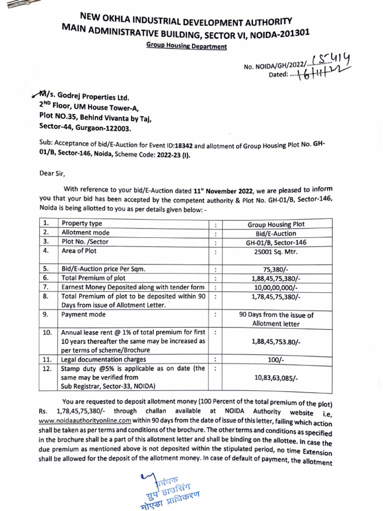 Allotment Letter by Authority | PDF | Private Law