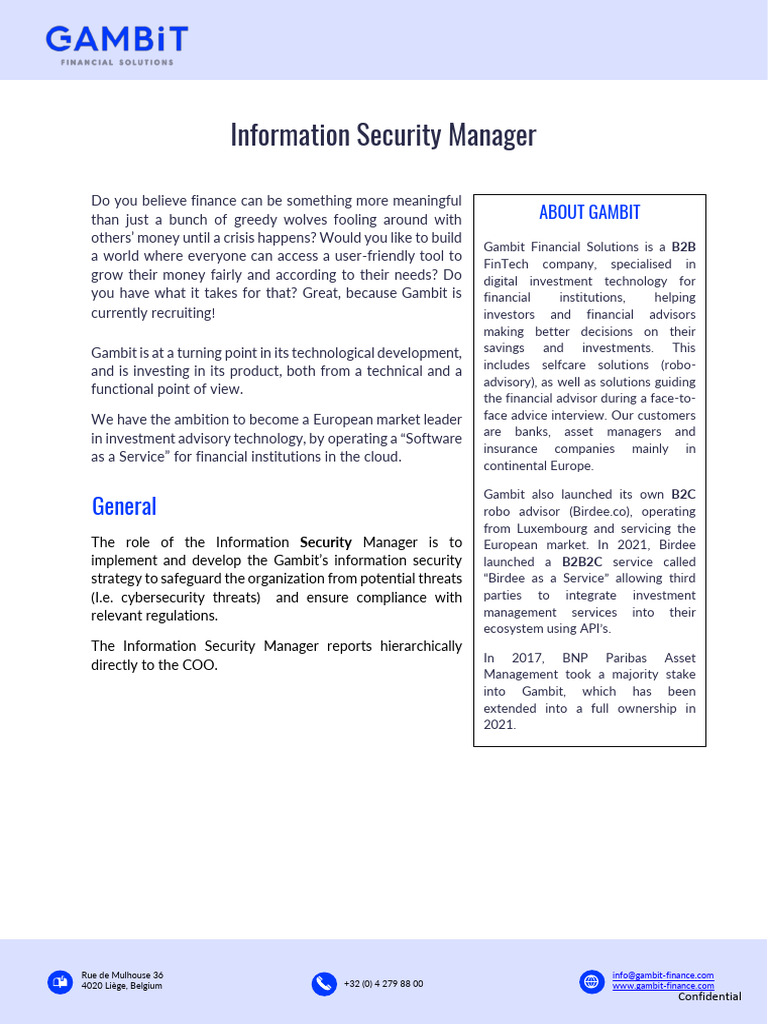JD 2023dec14 Information Security Manager | PDF | Computer Security | Security