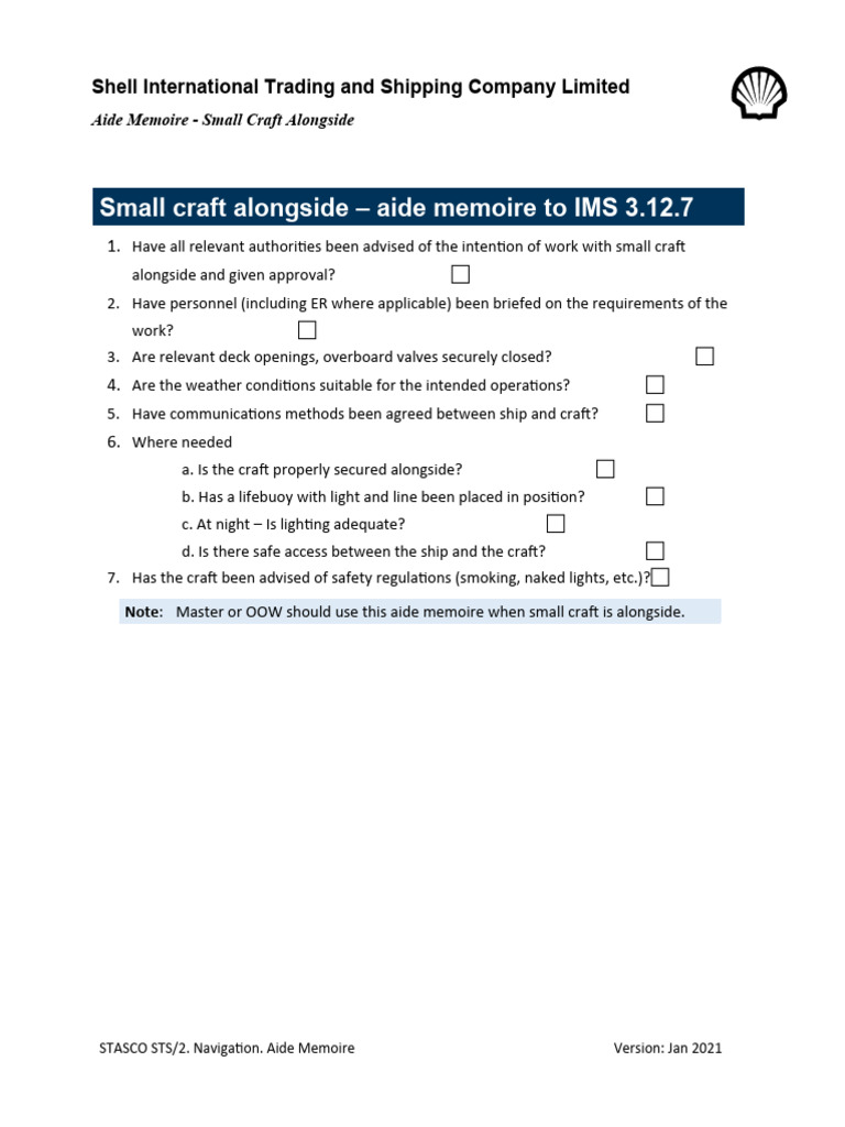 Small Craft Operations Aide Memoire | PDF | Technology & Engineering ...