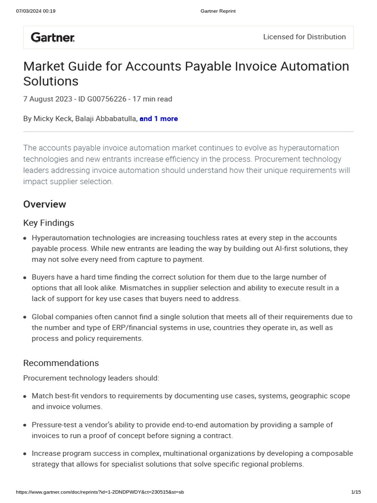 Market Research Accounts Payable Invoice Automation Solutions | PDF | Accounts Payable | Procurement